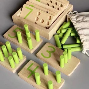 Montessori Wooden Preschool Educational Number Counting Set Toy With ...