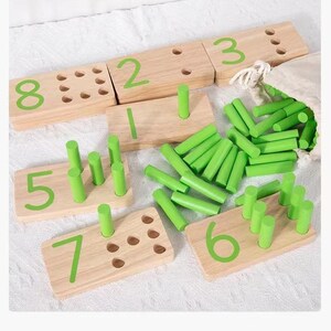 Montessori Wooden Preschool Educational Number Counting Set Toy With ...