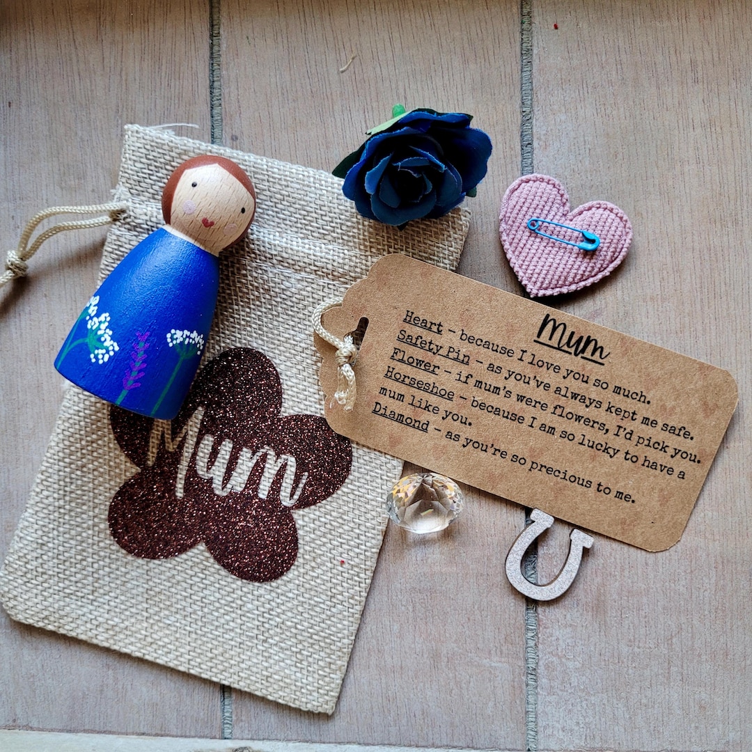 Handmade Mum Gift Set: Peg Doll, Keepsake Bag & Charms - Etsy