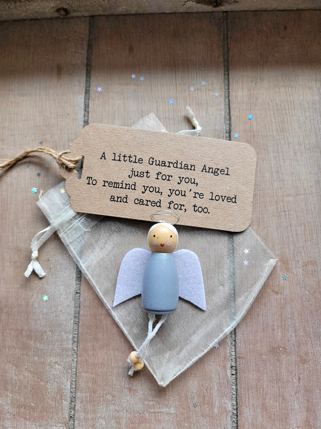 Handmade Mini Guardian Angel Peg Doll: Thinking of You Gift - Etsy UK