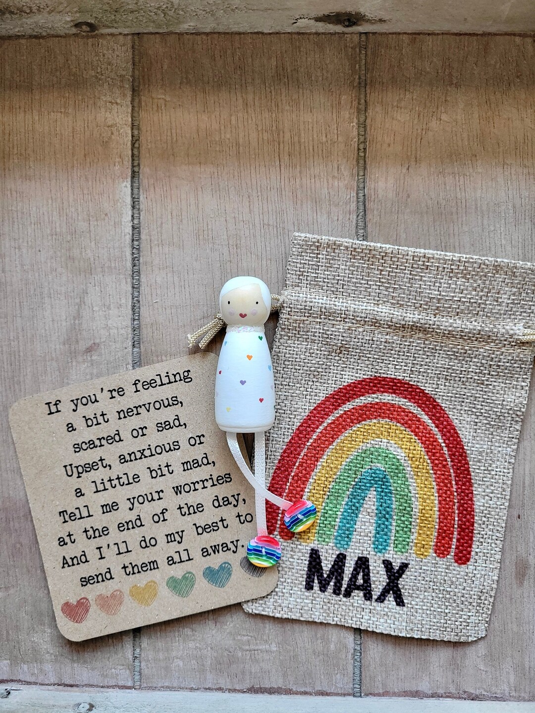 Worry Doll style1 Peg Doll Anxiety Gift Rainbow - Etsy