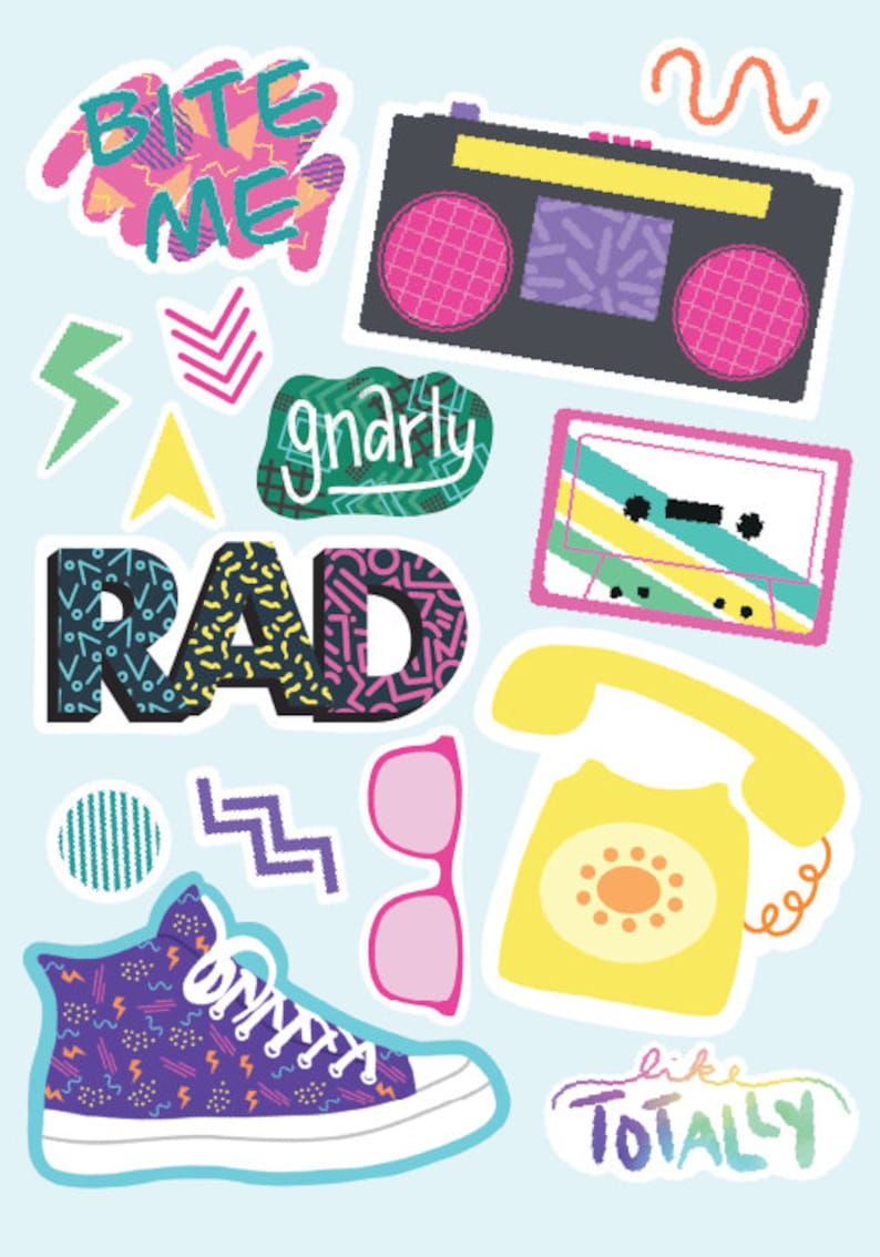 Printable 80'S Stickers Retro Stickers 80's - Etsy