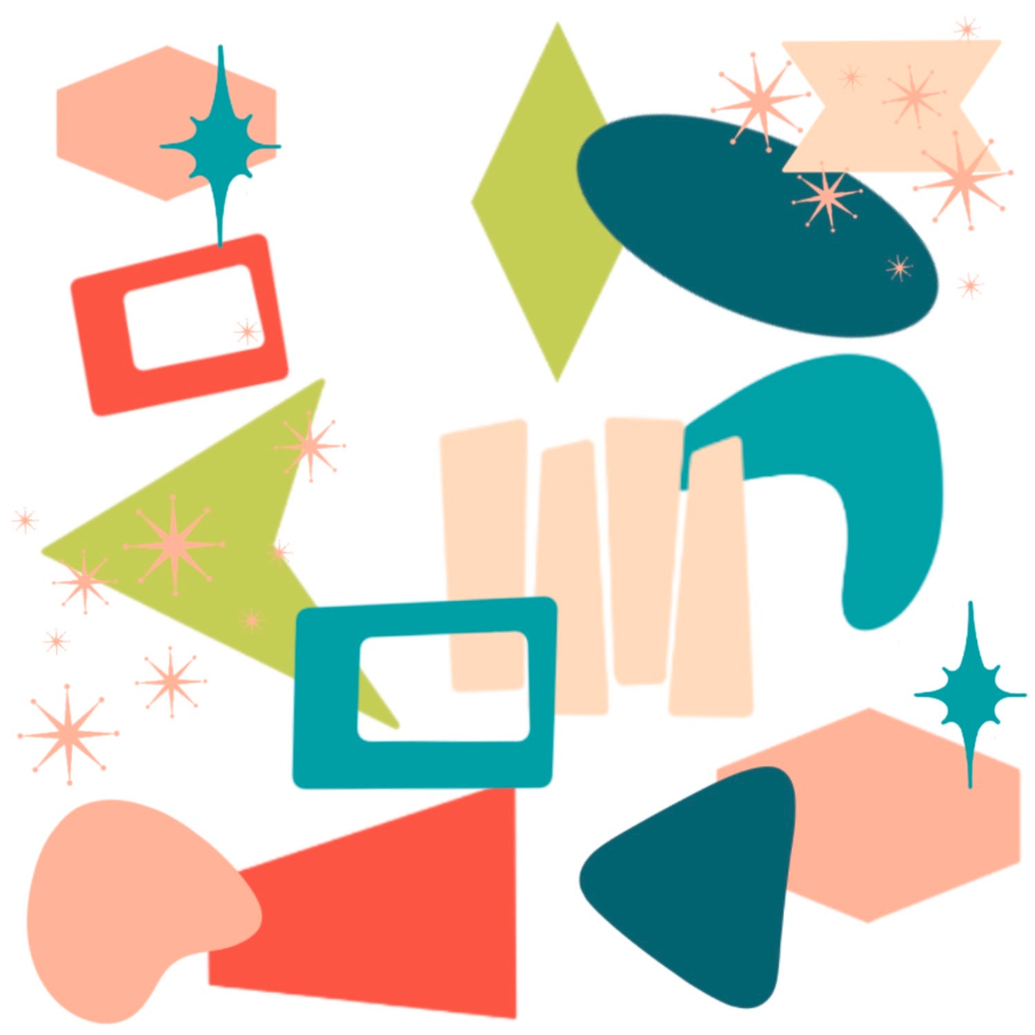 Retro Shapes SVG Mid Century Modern Svg Mcm Shapes for - Etsy UK