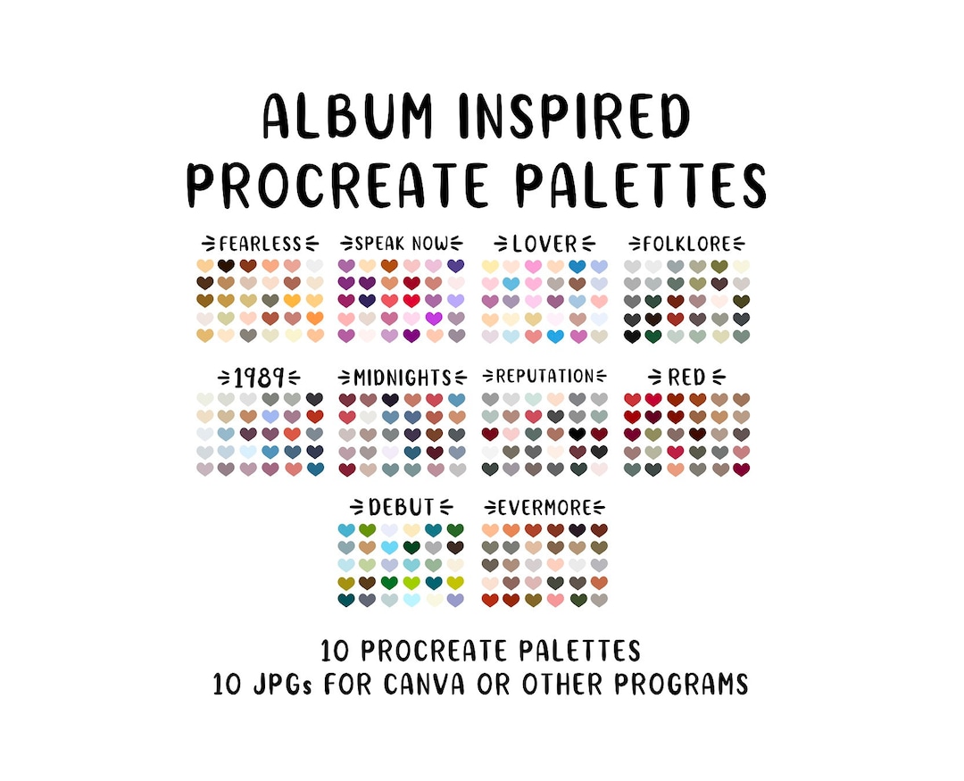 All Swiftie Color Swatches - Procreate Color Palettes From Album Covers ...