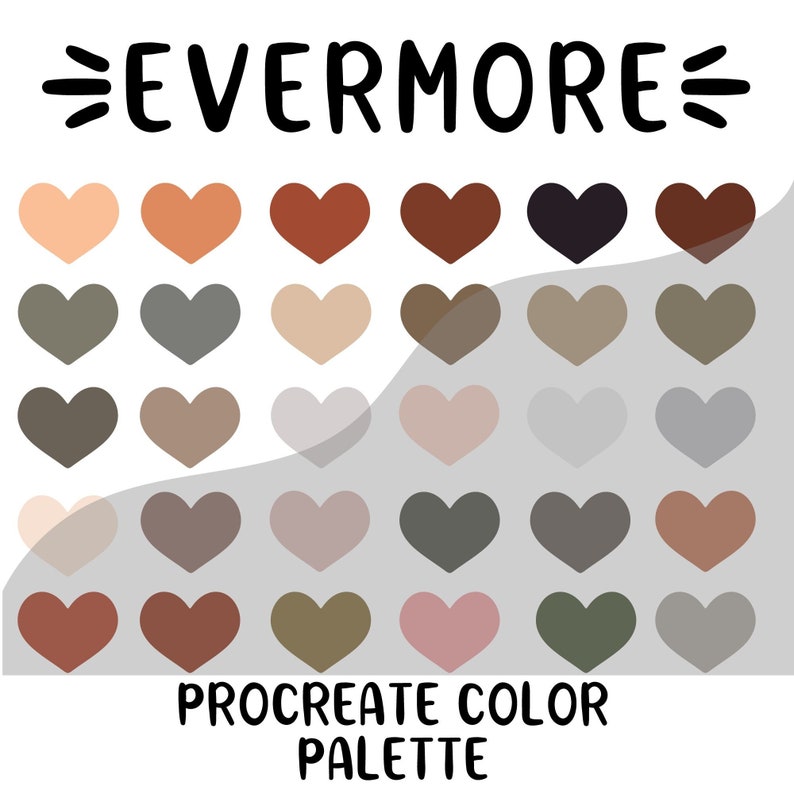 Procreate Color Palette Evermore Album Cover Colors - Etsy