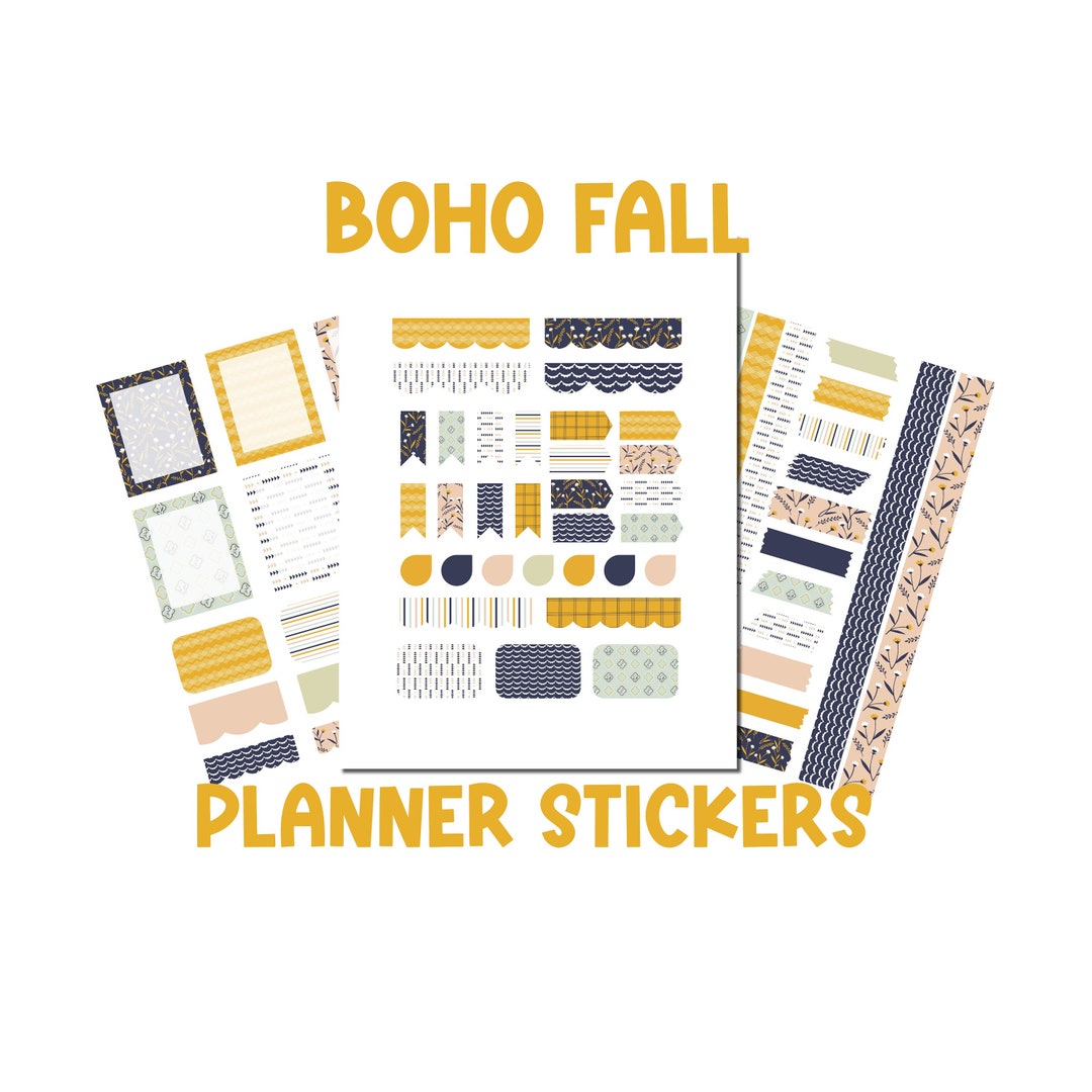 Fall Boho Planner Stickers - Printable Planner Stickers - Boho Floral ...