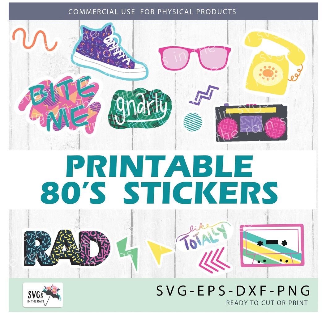 Printable 80'S Stickers - Retro Stickers - 80's Stickers PNG - 80s ...