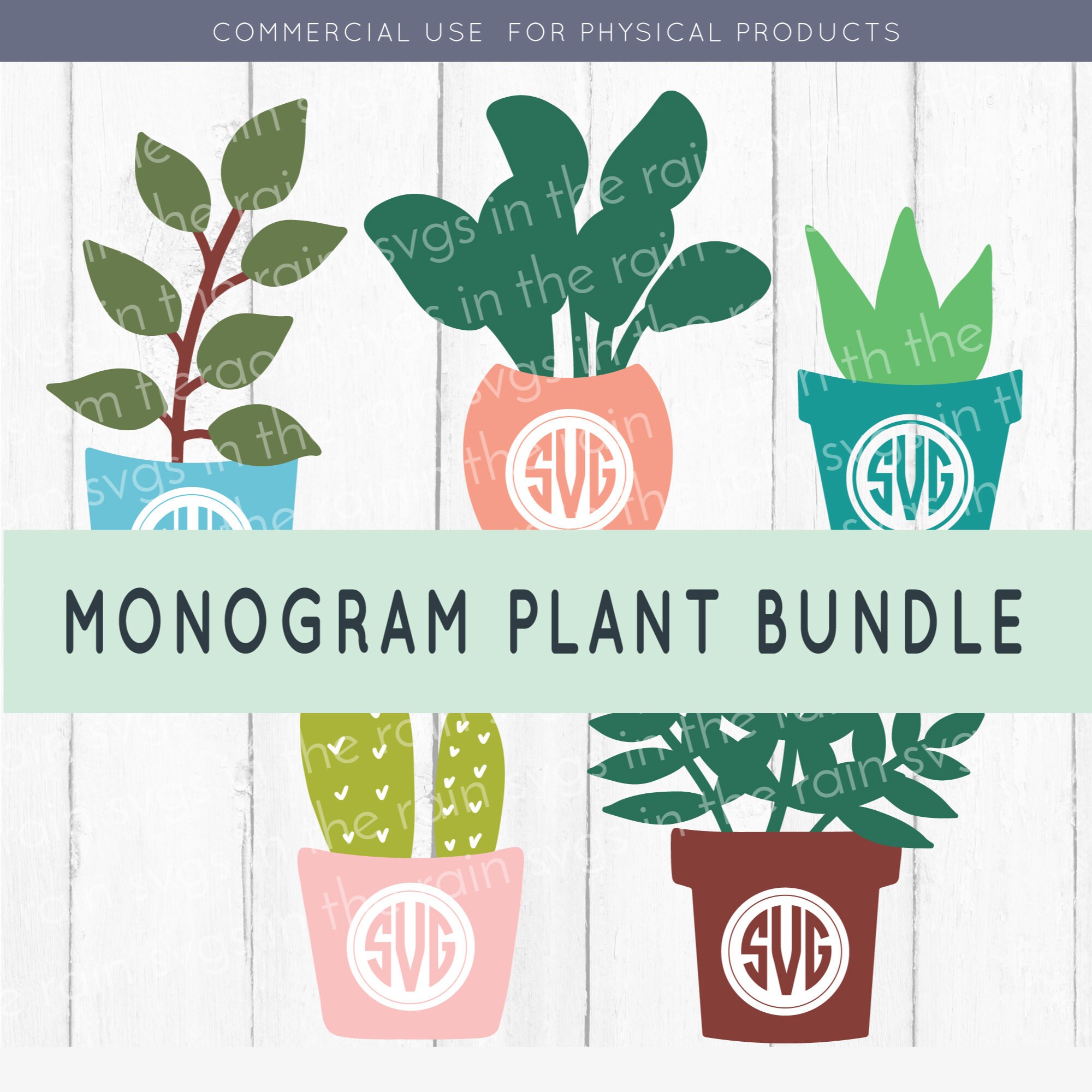 Plant Monogram SVG Plant Bundle SVG Plant Monogram Bundle - Etsy