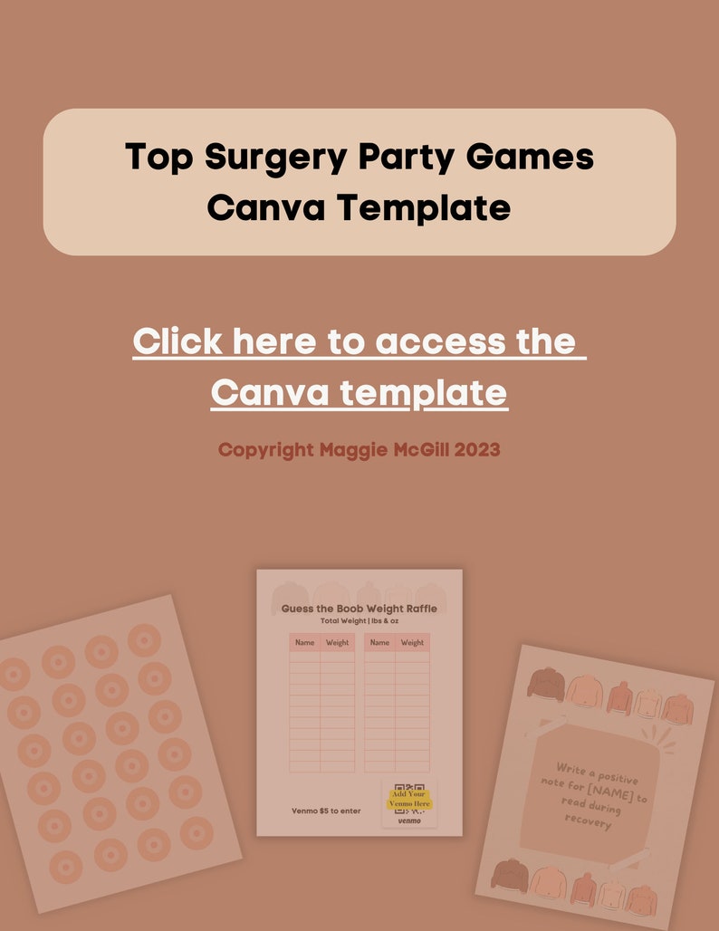 Top Surgery Party Games PDF Canva Template Instant Download - Etsy