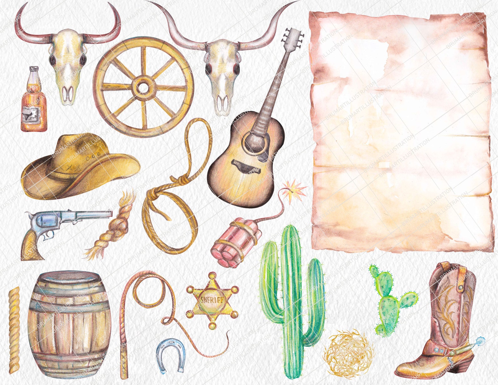 Wild West Clipart.drawn Clipart.cowboys Clipart.western Clipart.skull ...