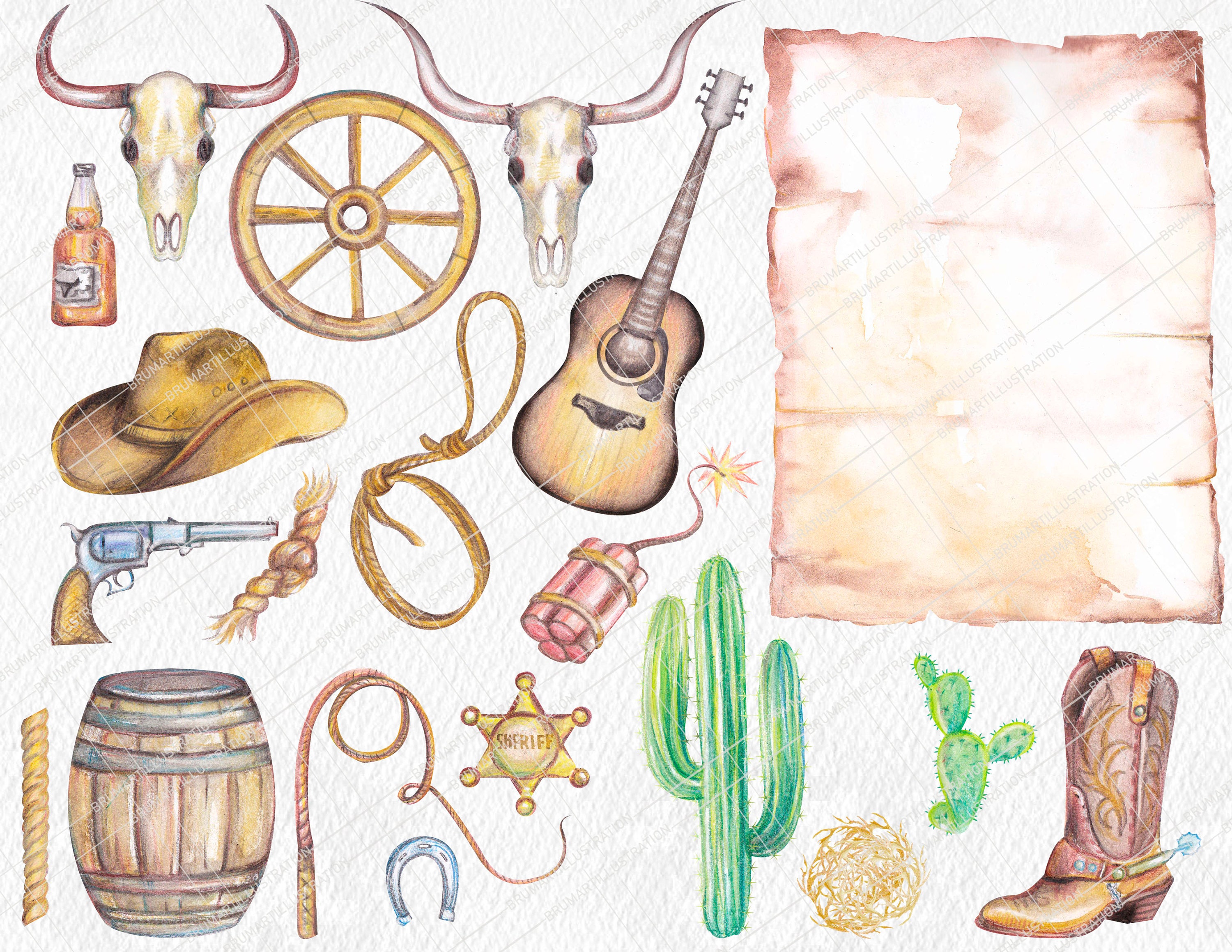 Wild West Clipart.drawn Clipart.cowboys Clipart.western Clipart.skull ...