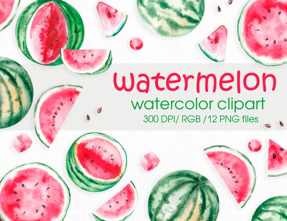 Watercolor Clipart Watermelon. Summer Clipart. Slices of - Etsy
