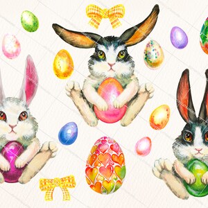 Easter Clipart.watercolor Bunny Clipart Png.easter Eggs.flowers,rabbit ...