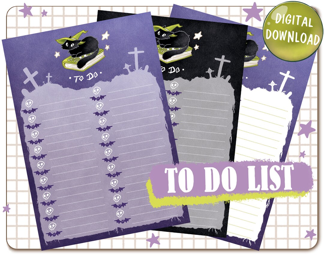 Halloween to Do List Printable witch Cat 3in1 for Planning Daily Tasks ...