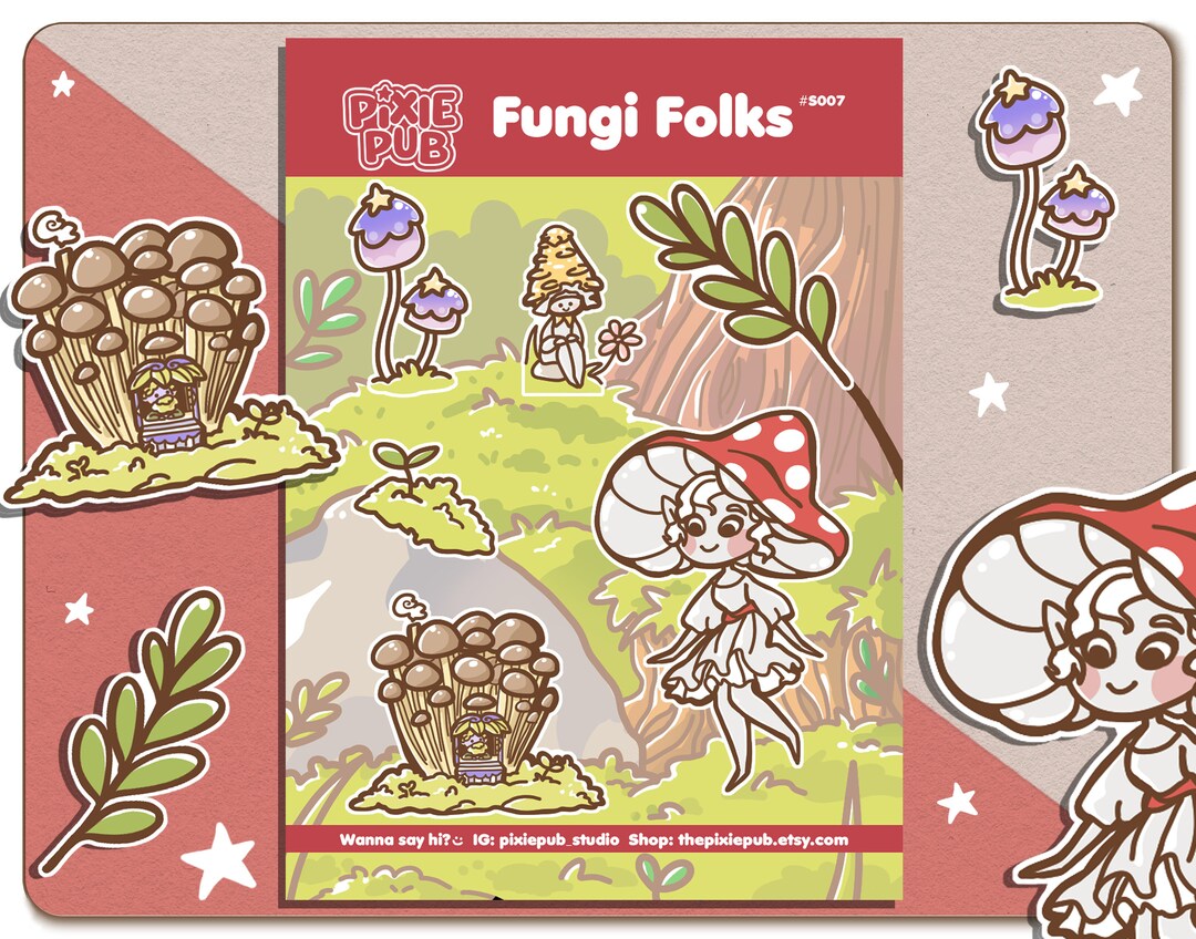 Fungi Folks Mushroom Mini Sticker Sheet - Etsy