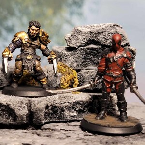 Deadpool and Wolverine Medieval Fantasy Hand Painted Tabletop ...