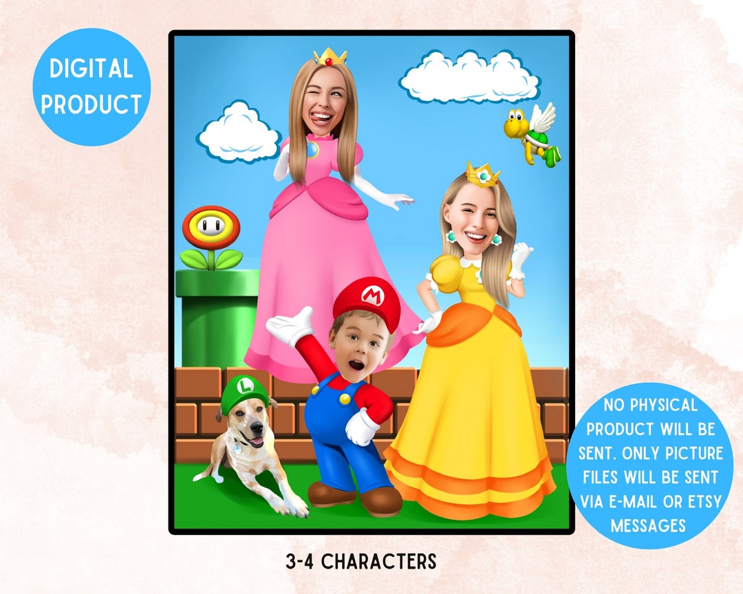Super Mario and Family Portrait, Mario Bros Father Birthday Gift, Mario ...