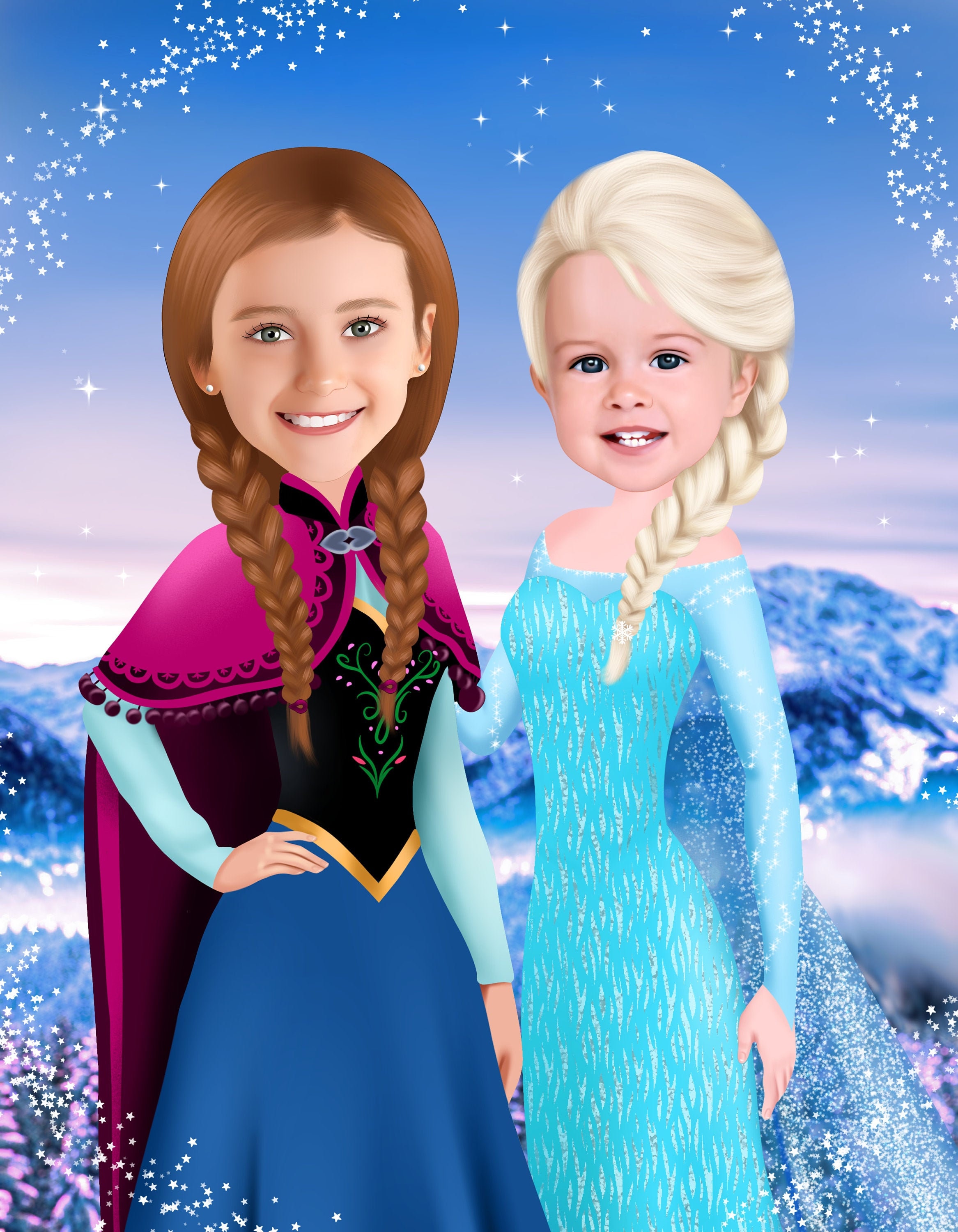 Personalized Princess Elsa Caricature Cartoon Birthday Gift | Etsy