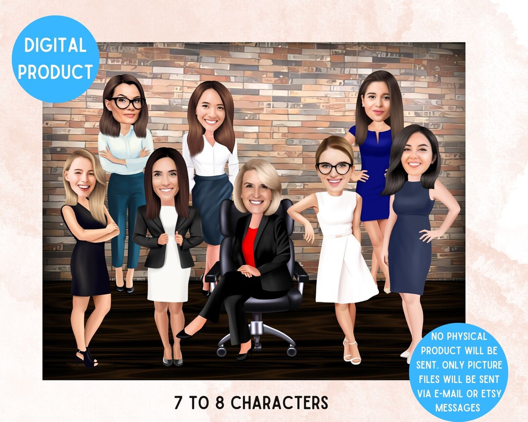 Personalised Small Business Team Cartoon, Business Employees Caricature ...