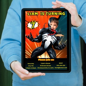 Venom Birthday Invitation, Superhero Invitation, Dark Venom Invitation ...