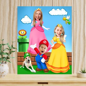Super Mario and Family Portrait, Mario Bros Father Birthday Gift, Mario ...