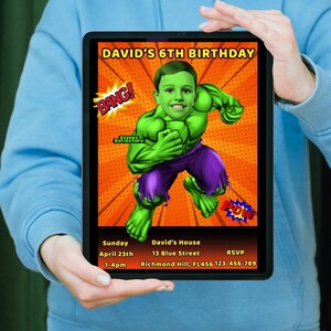 Hulk Birthday Invitation, Superhero Invitation, Hulk Invitation Card ...