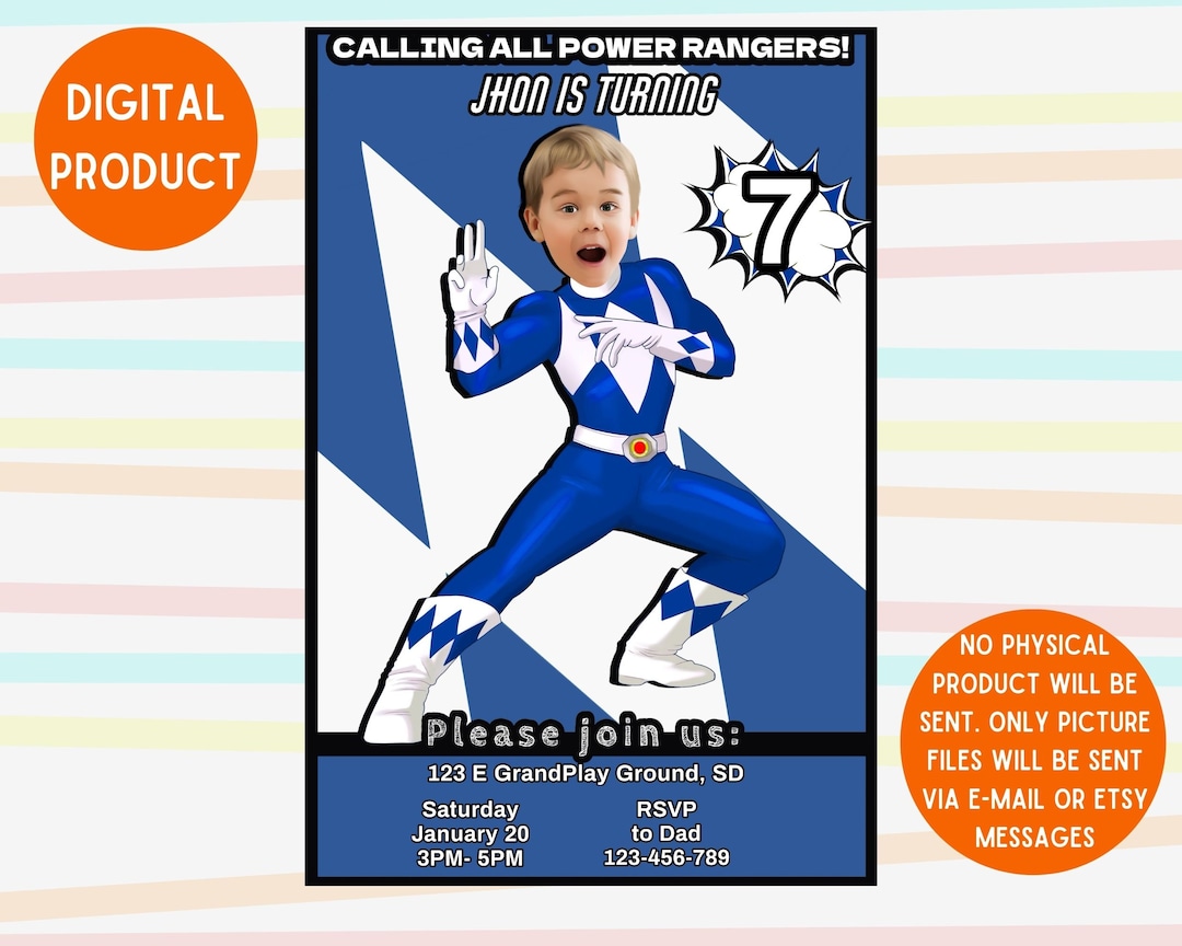 Power Ranger Birthday Invitation, Printable Birthday Invitation ...