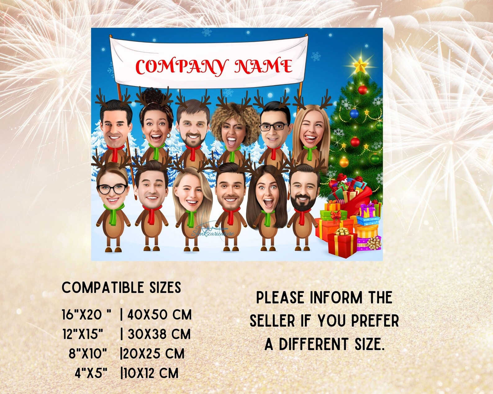 Personalised Fun Xmas Group Company Cartoon (11-12faces) Christmas ...