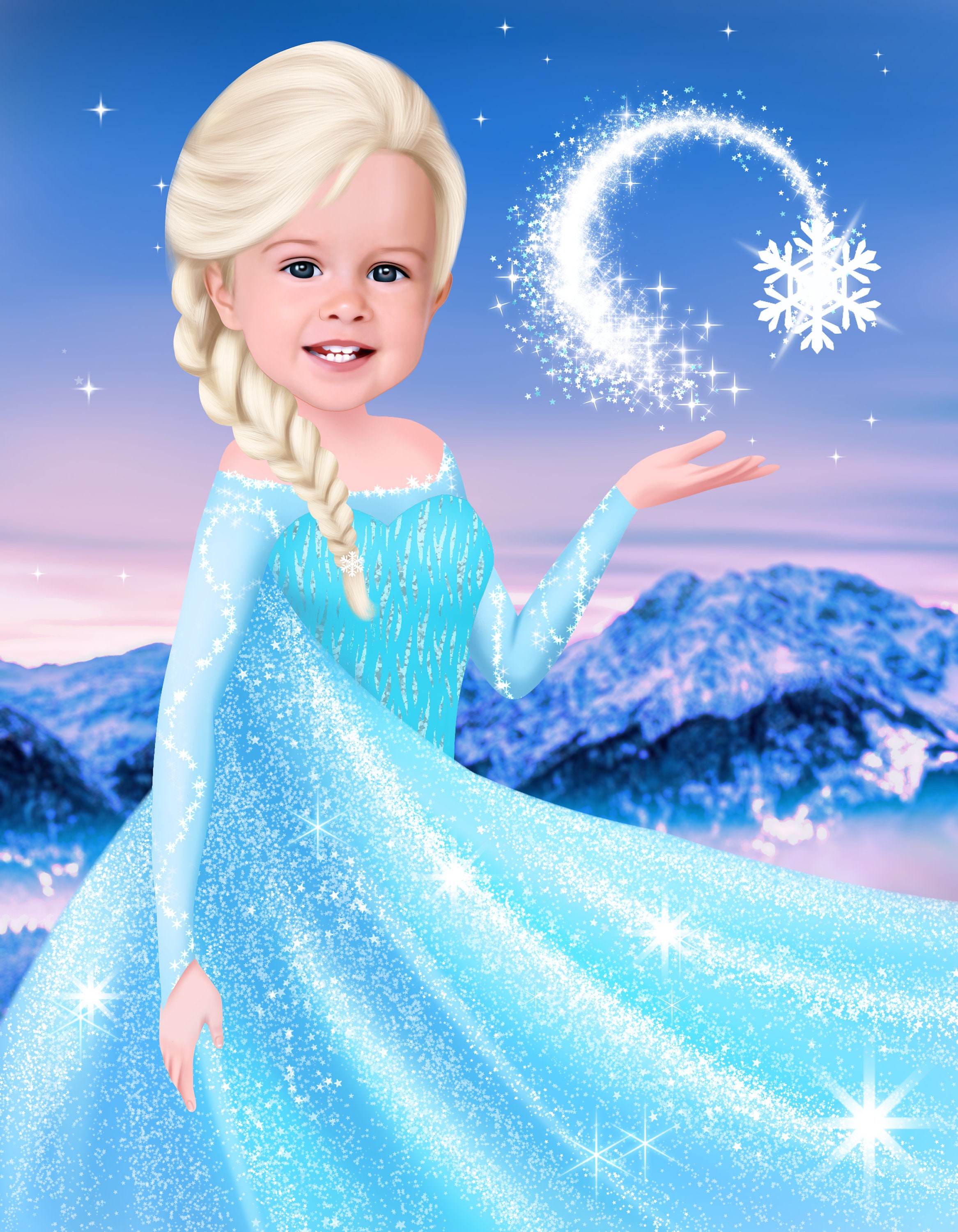 Personalized TANGLED Caricature Portrait Custom Princess - Etsy