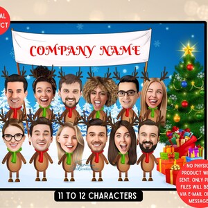 Personalised Fun Xmas Group Company Cartoon (11-12faces) Christmas ...