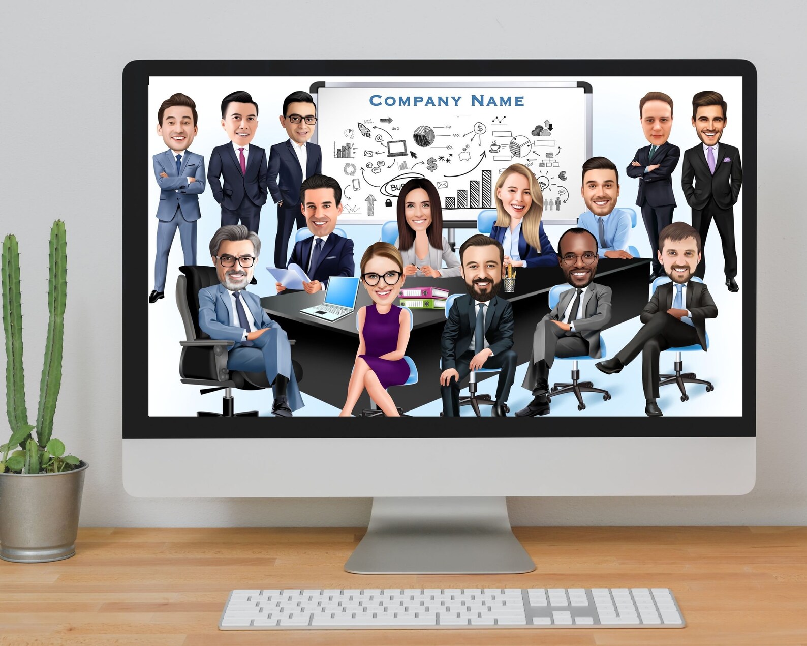 Custom Office Team Cartoon Portrait – Personalized Boss or Team Gift ...