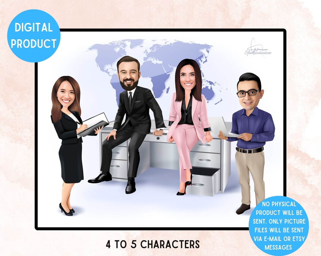 Personalised Workplace Portrait, Custom Business Team Cartoon ...
