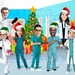 Christmas Cartoon Doctors Portrait, Hospital CARICATURE Greeting Card ...