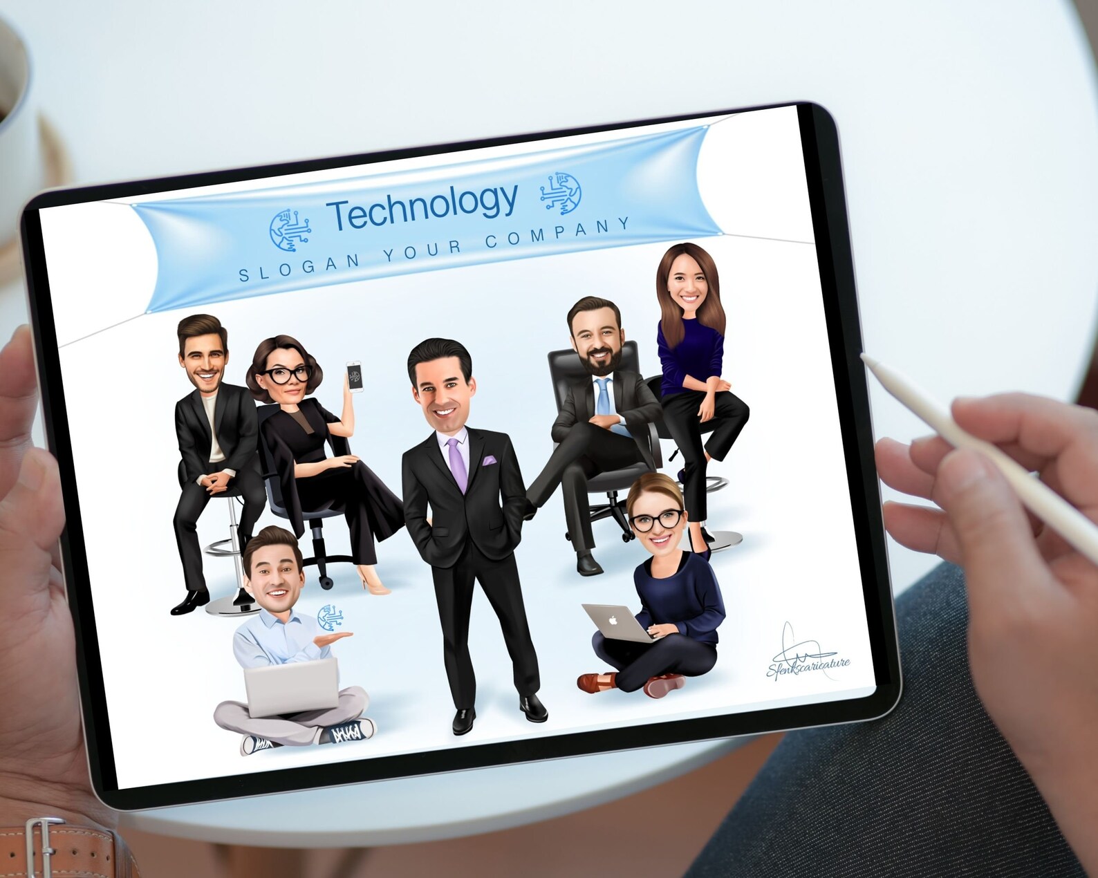 Personalised Technology Company Team Cartoon, Business Partnership ...