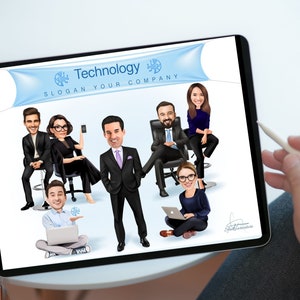 Personalised Technology Company Team Cartoon, Business Partnership ...