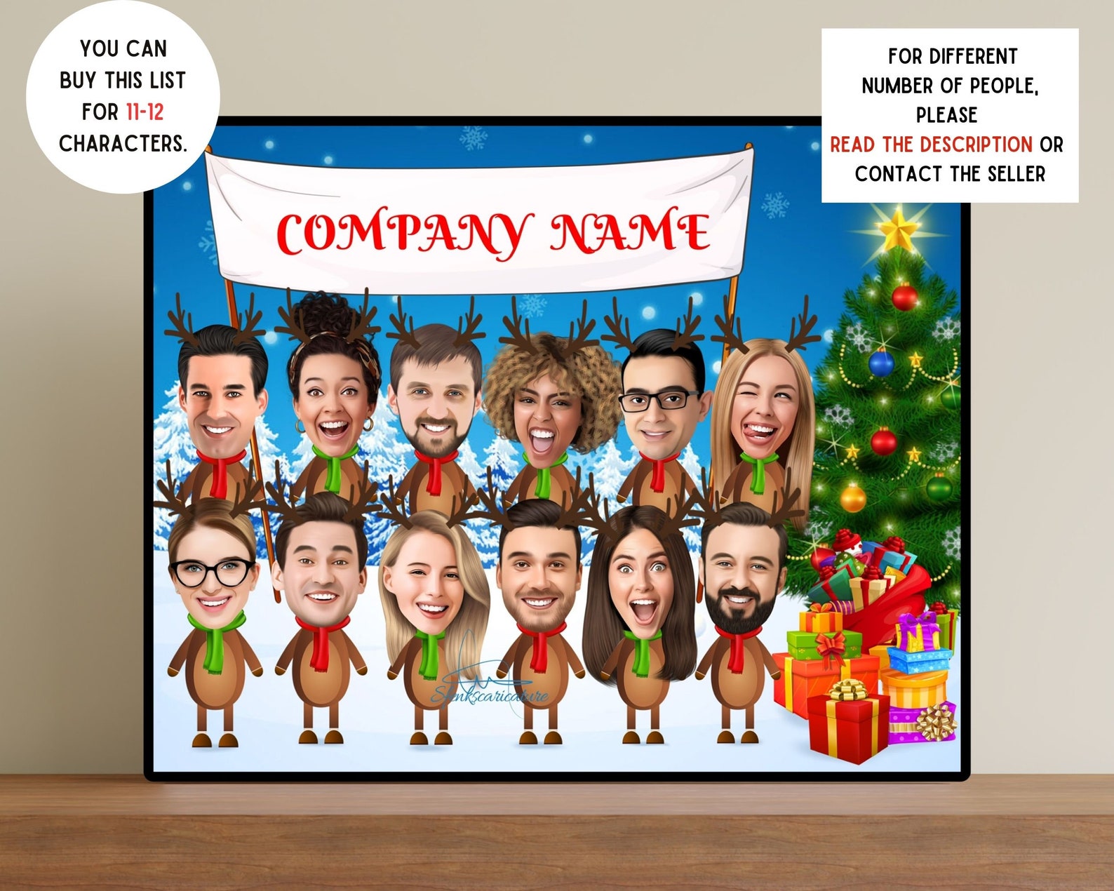 Personalised Fun Xmas Group Company Cartoon (11-12faces) Christmas ...