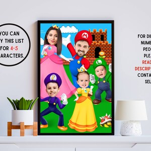 Super Mario and Family Portrait, Mario Bros Father Birthday Gift, Mario ...