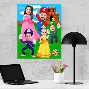 Super Mario and Family Portrait, Mario Bros Father Birthday Gift, Mario ...
