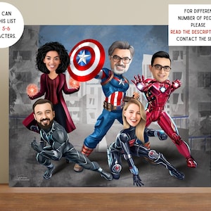 Superheroes Family Portrait (5-6 Characters) Personalised Super Fun ...