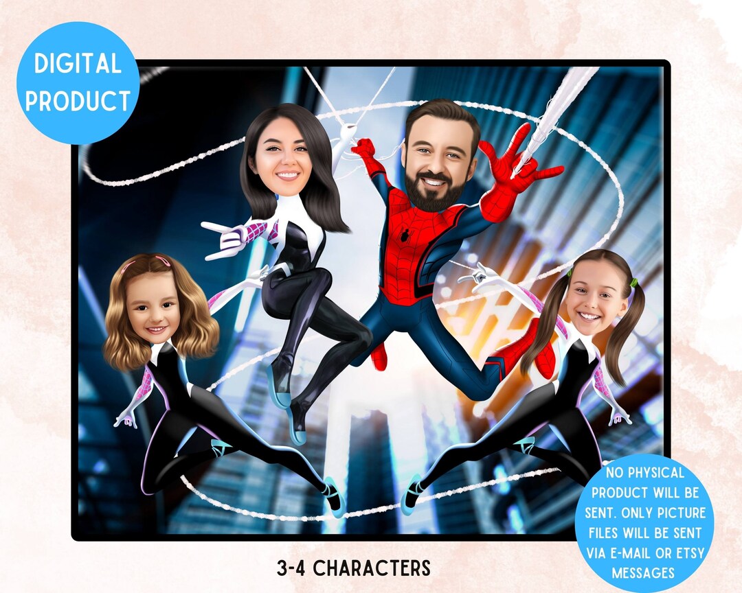 Father's Day Cartoon Gift Custom Spiderman Family - Etsy
