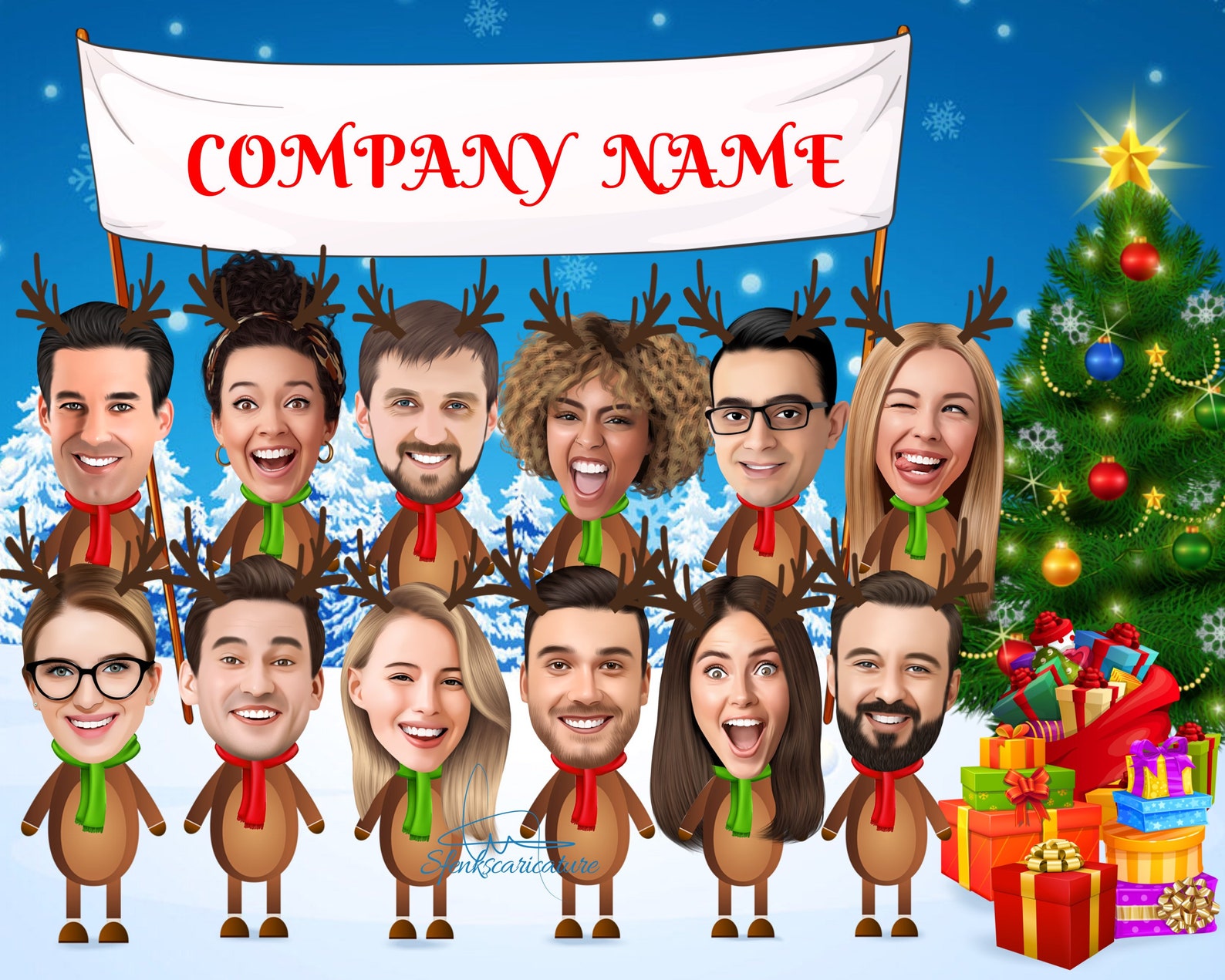 Custom Christmas Card Xmas Company Greeting Card - Etsy