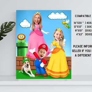 Super Mario and Family Portrait, Mario Bros Father Birthday Gift, Mario ...