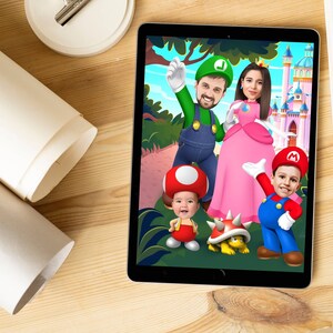 Super Mario and Family Portrait, Mario Bros Father Birthday Gift, Mario ...