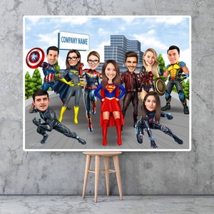 Superheroes Office Cartoon for Company (9 to 10 Characters) Caricature ...