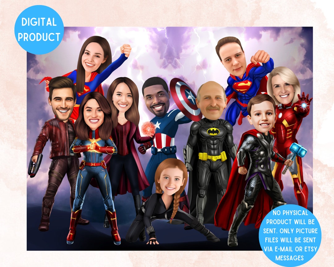 Custom Superheroes Farewell Cartoons for Company 9 to 10 - Etsy