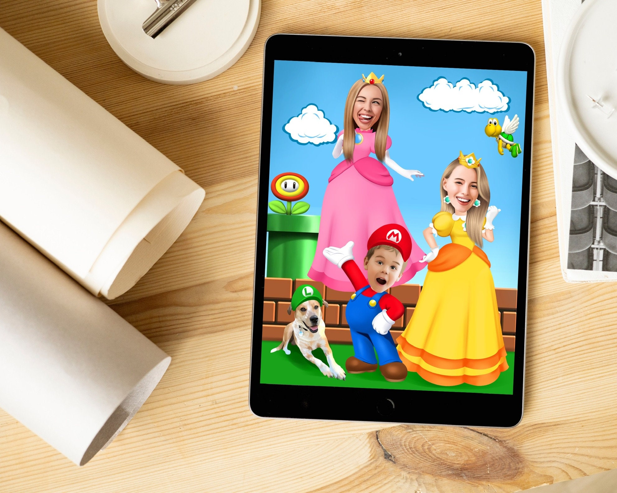 Super Mario and Family Portrait, Mario Bros Father Birthday Gift, Mario ...