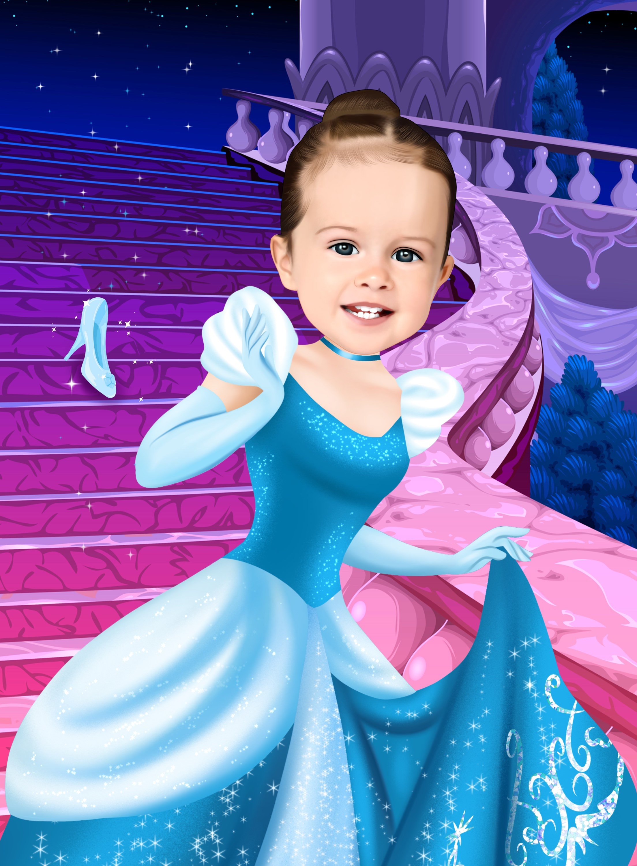 Personalized TANGLED Caricature Portrait Custom Princess - Etsy