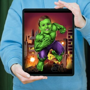 Personalized HULK Portrait,custom HULK Gift Caricature, Superheroes ...
