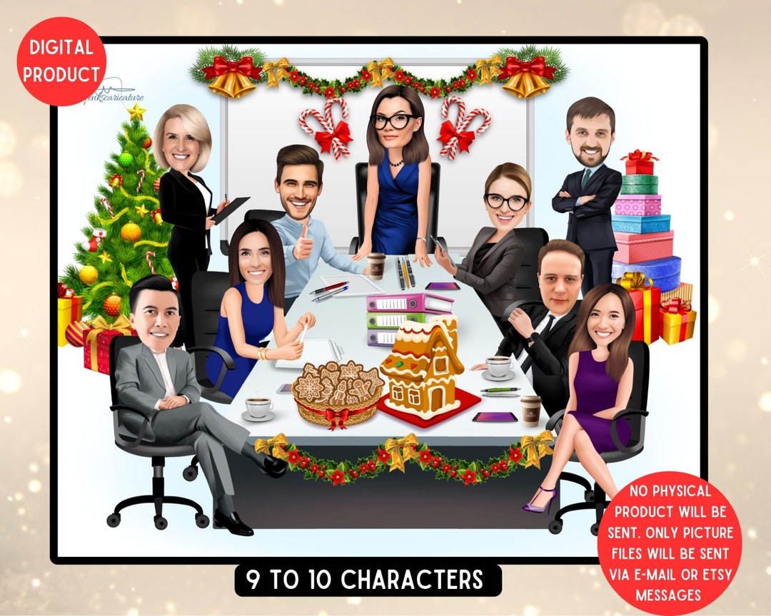 Company Christmas Cartoon Portrait, CARICATURE Greeting Card, Xmas Card ...