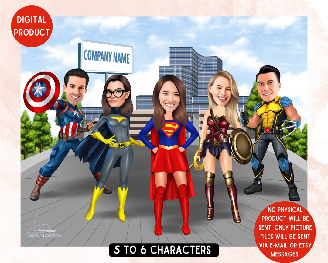Superhero Company Group Illustration – Unique Digital Retirement Gift ...